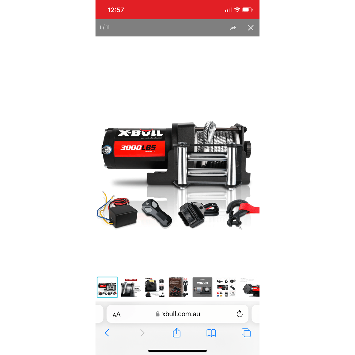 X-BULL Electric Winch 3000lbs/1360kg Wireless 12V Steel Cable ATV 4WD ...